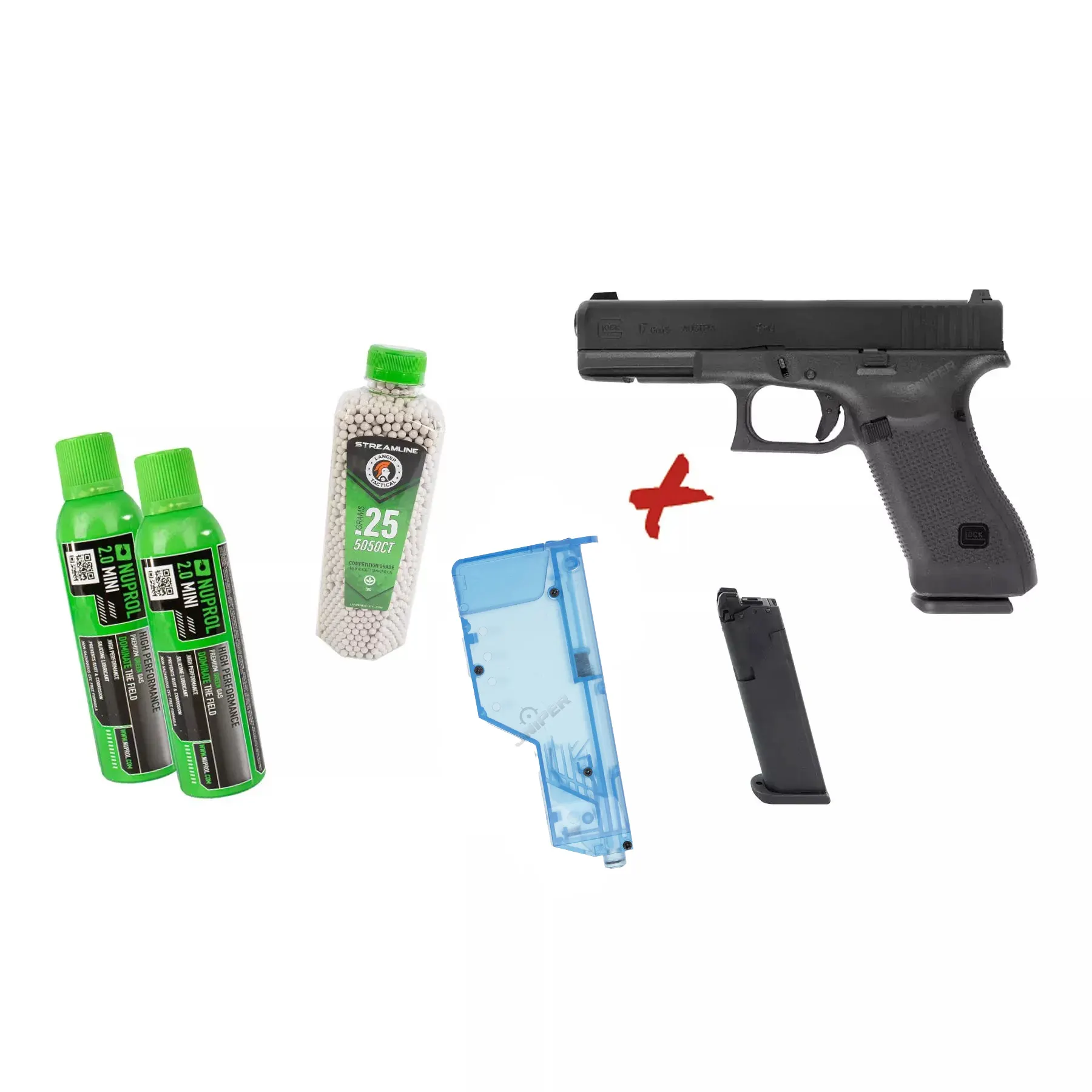 Bundle Deal #2 - Glock 17 Gen 5 GBB Softair Pistole, Black/Green ...